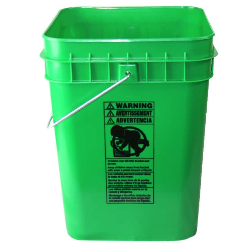 Bulk 4-Gallon Square Plastic Bucket w/ Wire Handle & Plastic Grip | Pail