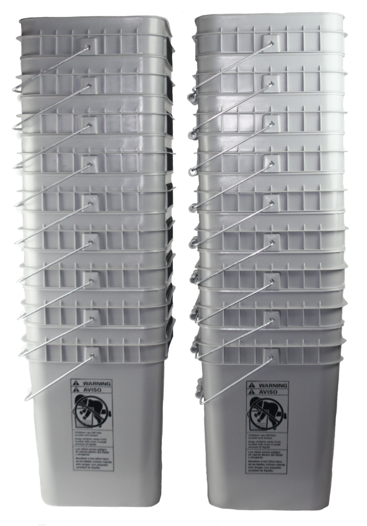 4 gallon square buckets grey stacks - Affordable Buckets