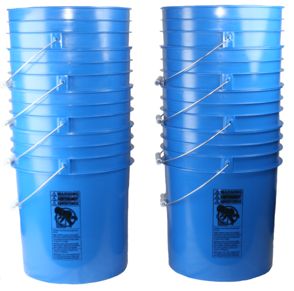 Chevron Blue plastic 5 gallon round bucket w/ wire bale handle with ...