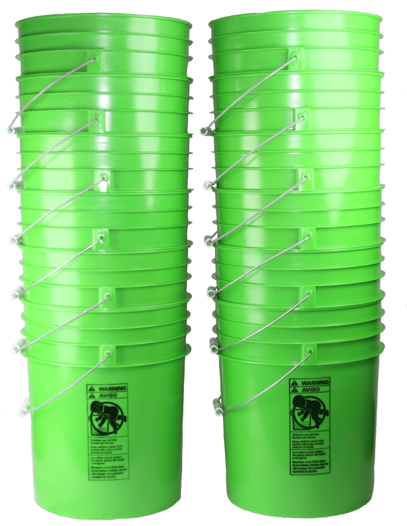 Lime Green plastic 5 gallon round bucket w/ wire bale handle with ...