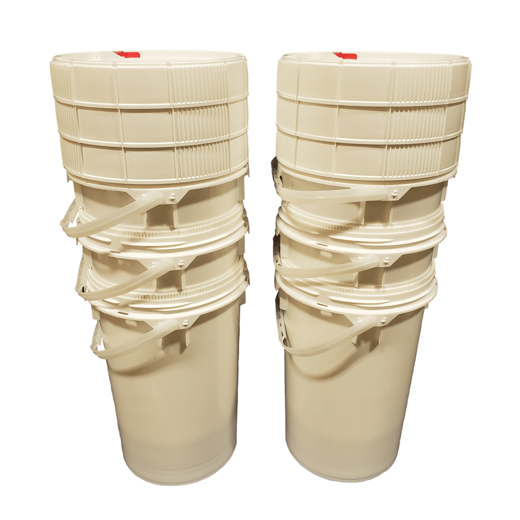 6.5 Gallon Screw Top Round Plastic Buckets w/ Plastic Handle & Lid | 6 Pack