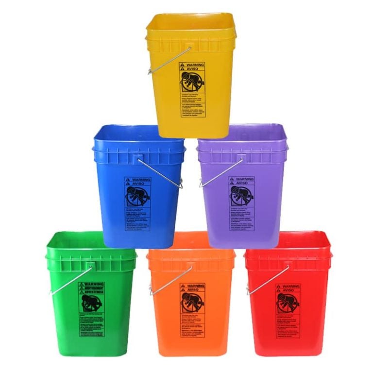 4-Gallon Square Plastic Bucket (18-Pack) - Wire Bale Handle ...